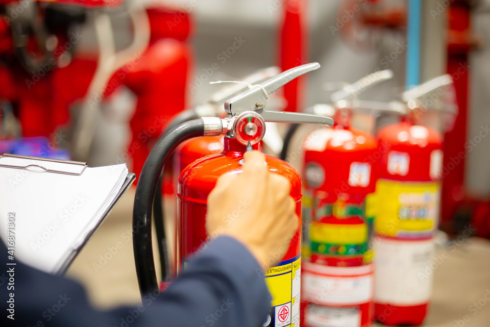 Engineer checking Industrial fire control system,Fire Alarm controller ...