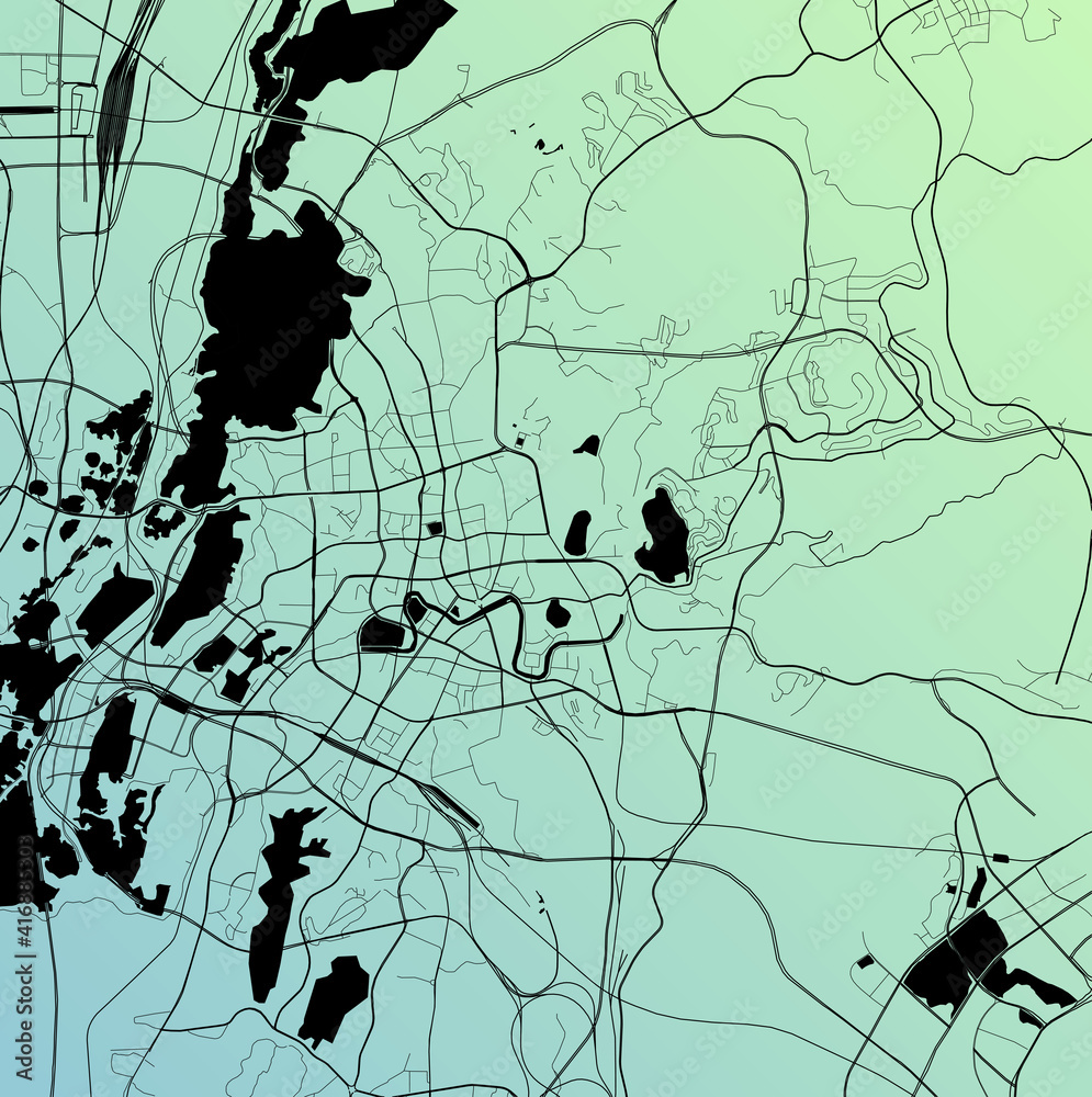 Guiyang, Guizhou, China (CHN) - Urban vector city map with parks, rail ...