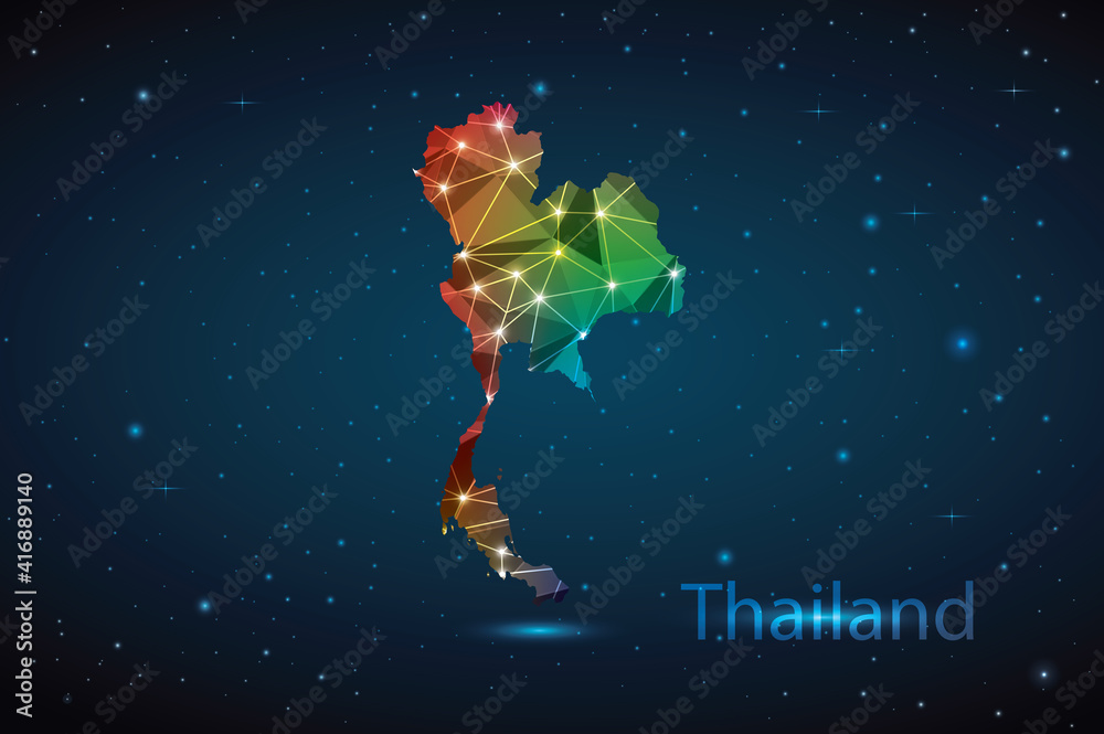 Abstract Polygon Map of Thailand. Vector Illustration Low Poly Color ...