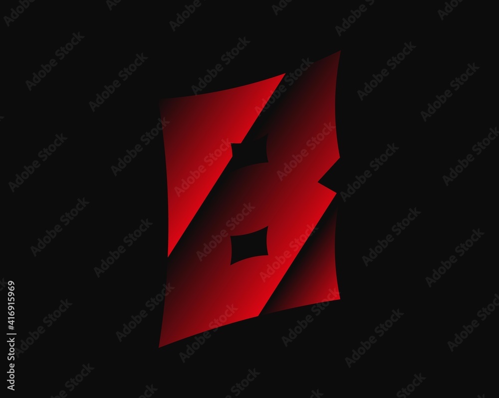 B vector horror, scary letter. Insane fear brutal font . For criminal ...
