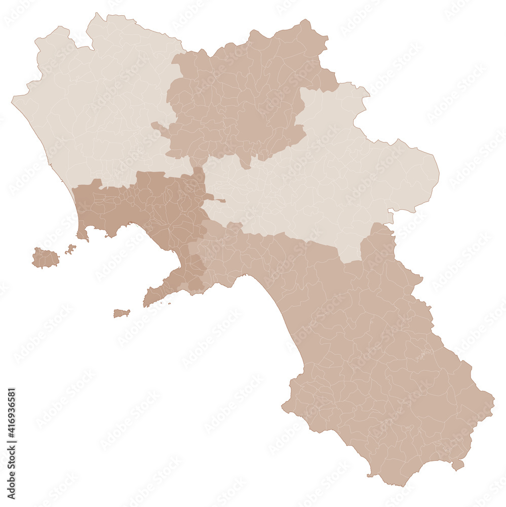 Image vectorielle Stock Campania map, division by provinces and ...