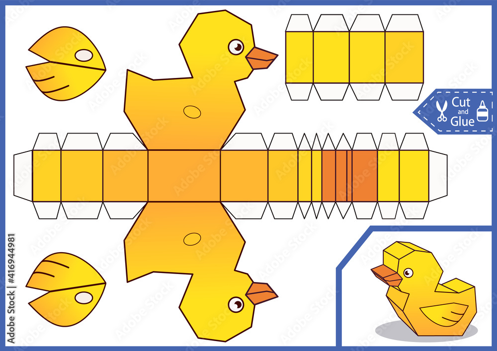 Cut and glue the 3d duck. Children crafts activity page. Diy a paper ...