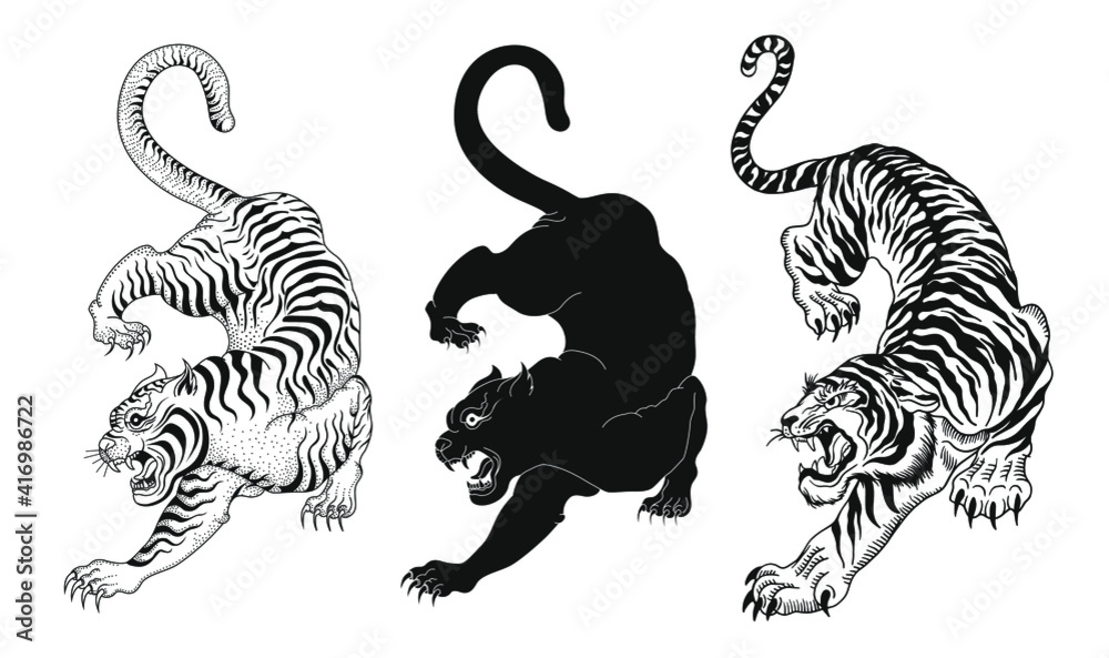 design elements of tiger vector illustrations Stock Vector | Adobe Stock