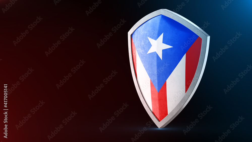 Steel armor painted as Puerto Rico flag. Protection shield and ...