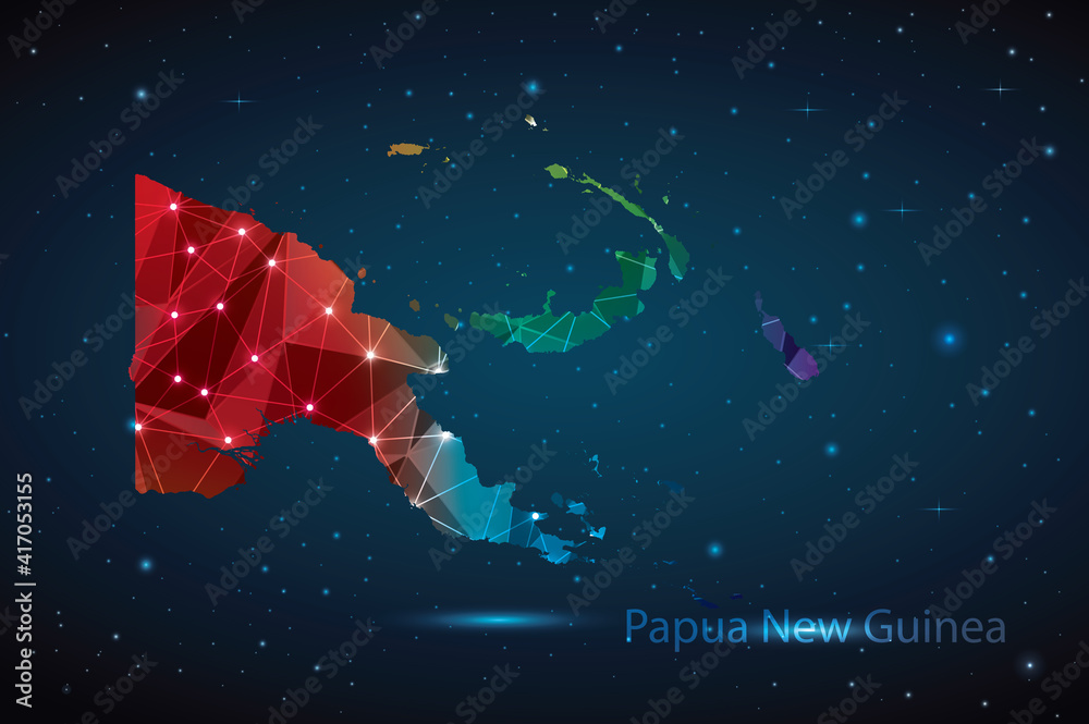 Abstract Polygon Map of Papua New Guinea. Vector Illustration Low Poly ...