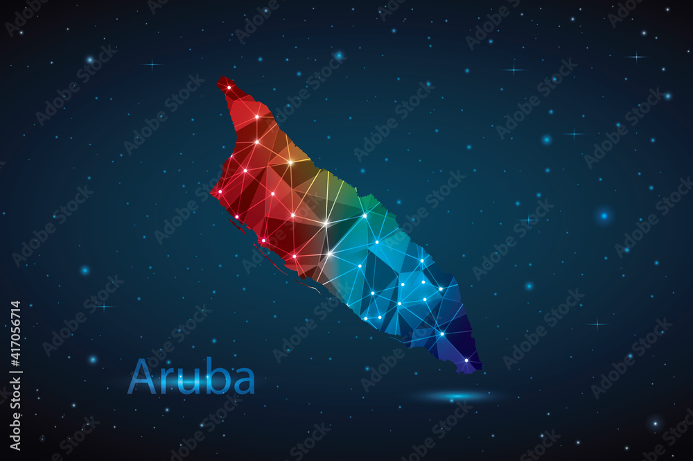 Abstract Polygon Map of Aruba. Vector Illustration Low Poly Color ...