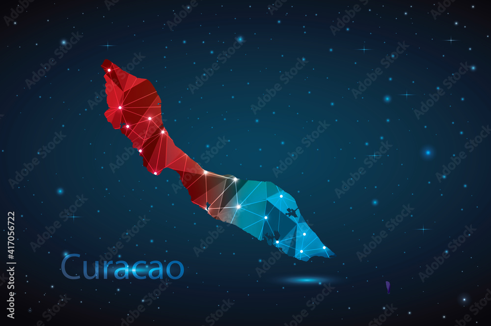 Abstract Polygon Map of Curacao. Vector Illustration Low Poly Color ...