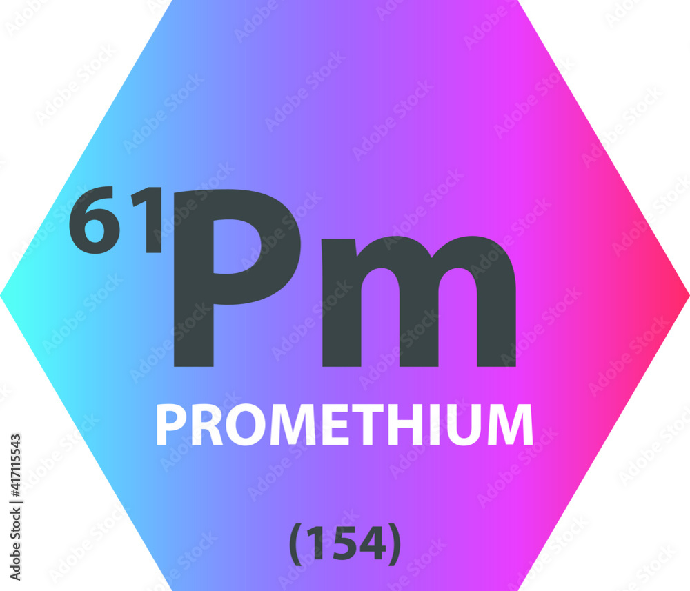 Pm Promethium Lanthanide Chemical Element vector illustration diagram ...
