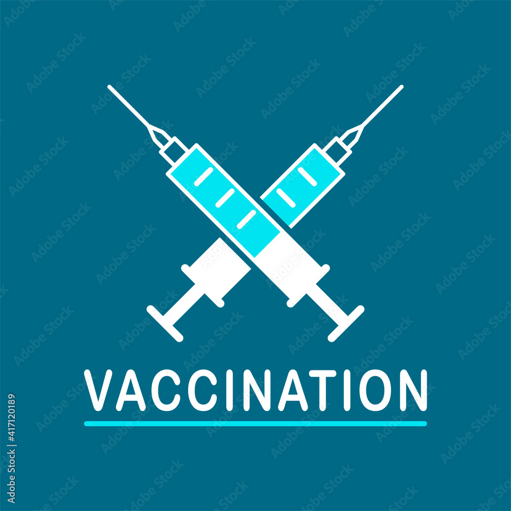 vaccination sign.vaccination logo.two syringes.vaccination poster ...