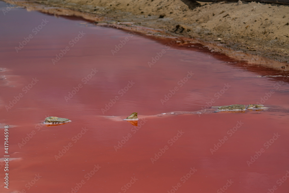 Pink canal at walvis bay, salt manufacturing area of Namibia Stock ...