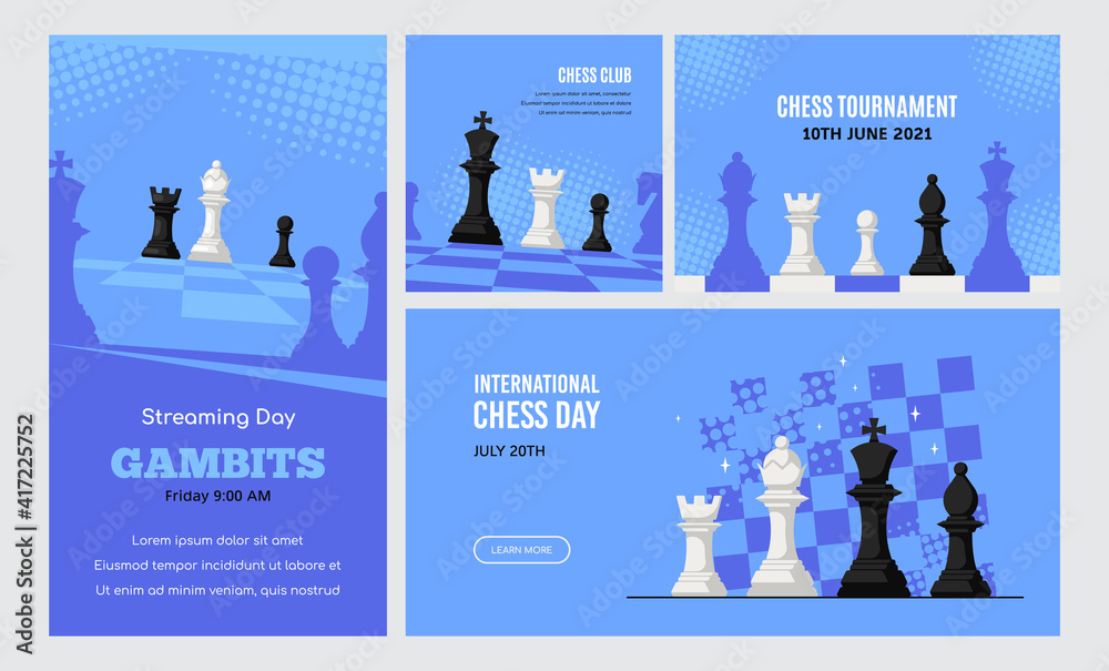 Set of Banner Templates of Different Sizes. Chess Club, Chess ...