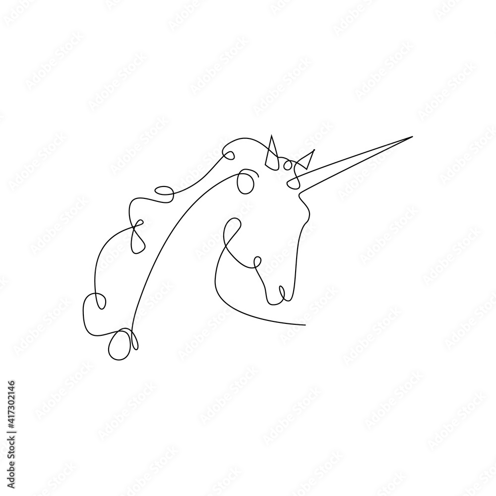 continuous line drawing of unicorn Stock Vector | Adobe Stock