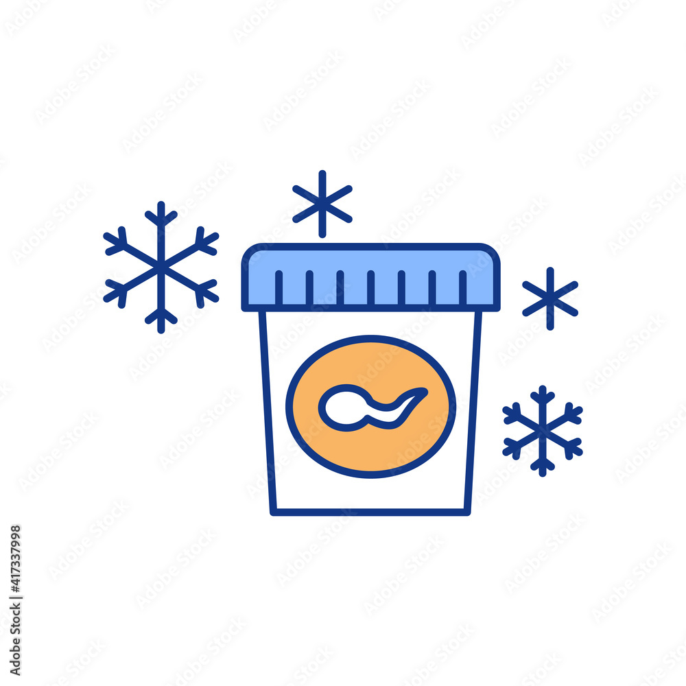 Freezing sperm RGB color icon. Semen cryopreservation. Vitro ...