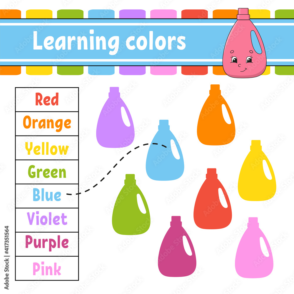 Learning colors. Logic puzzle for kids. Education developing worksheet ...