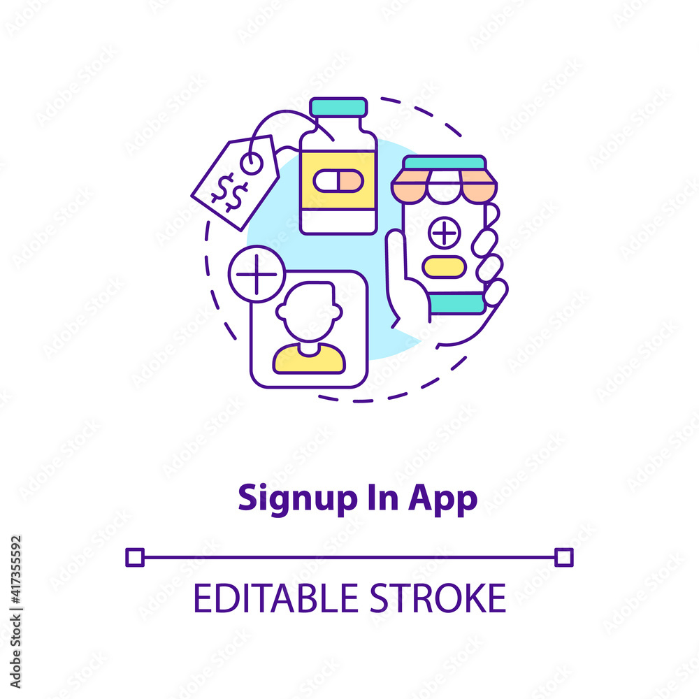 Signup in app concept icon. Online pharmacy idea thin line illustration ...