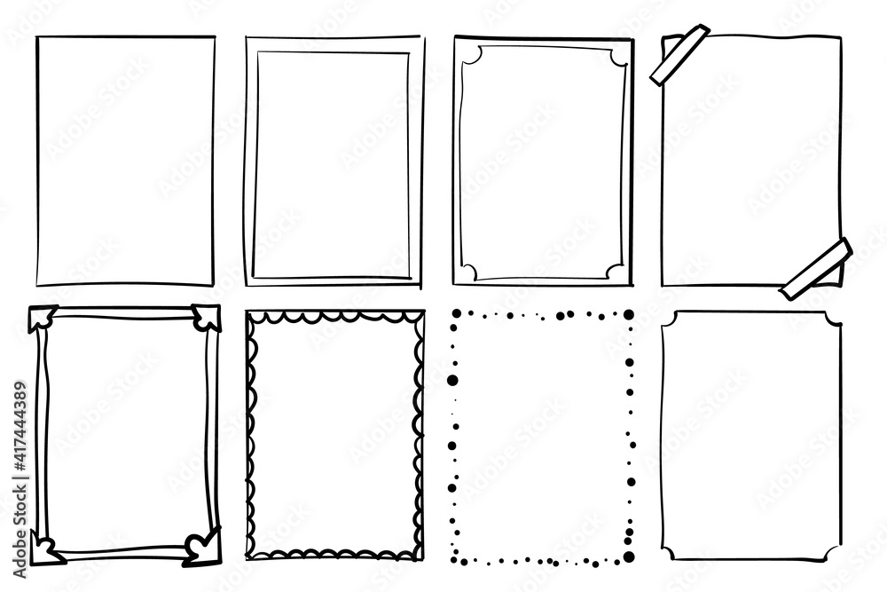 Hand drawn frames. Handdrawn scribble simple box. Vector empty drawing ...