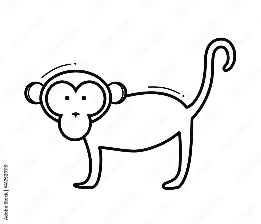 Cute Monkey Outline