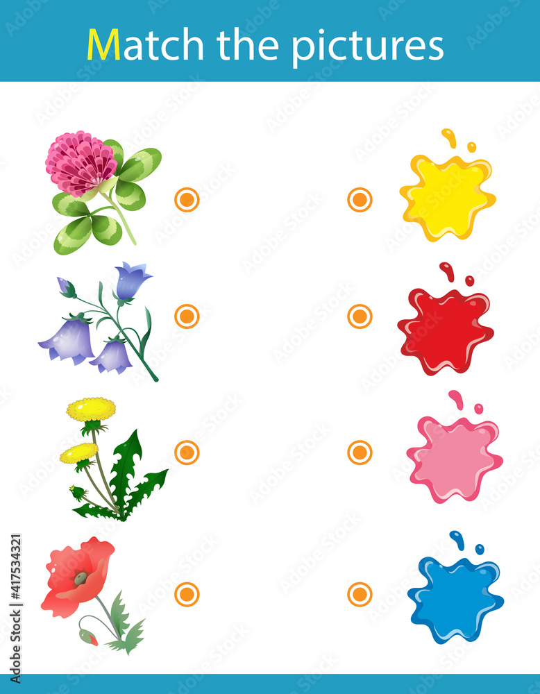 Match by color. Puzzle for kids. Matching game, education game for ...