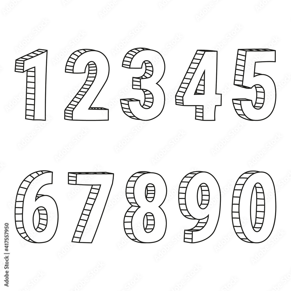 Vector de Stock Vector illustration of numbers one, two, three, four ...