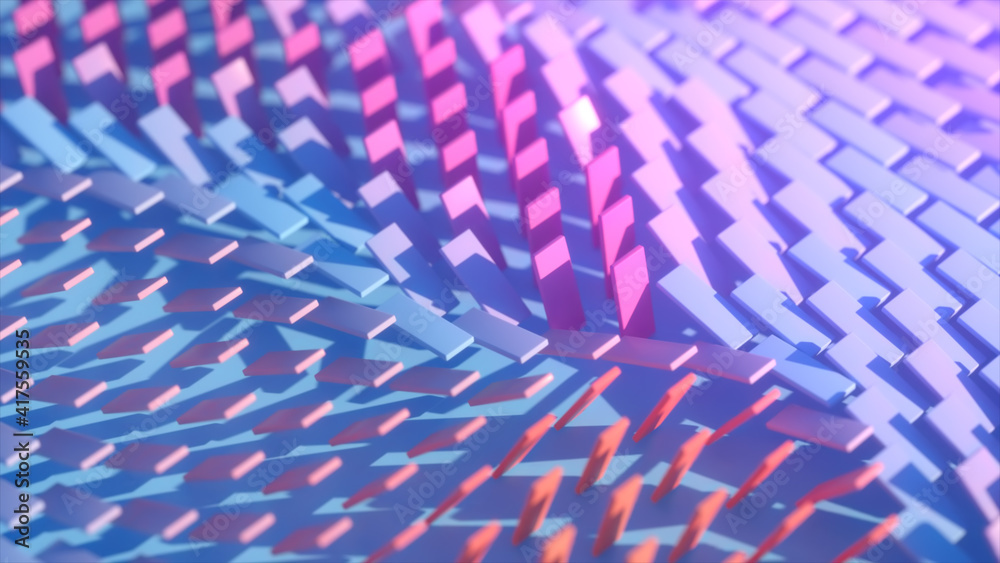 Abstract background of colorful rotating rectangles. The color changes ...