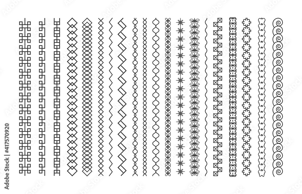 Set of line art decorative elements, border and page rules frame. Stock ...