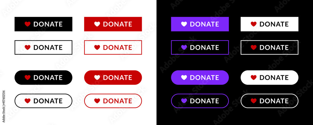 Donate button set Stock Vector | Adobe Stock