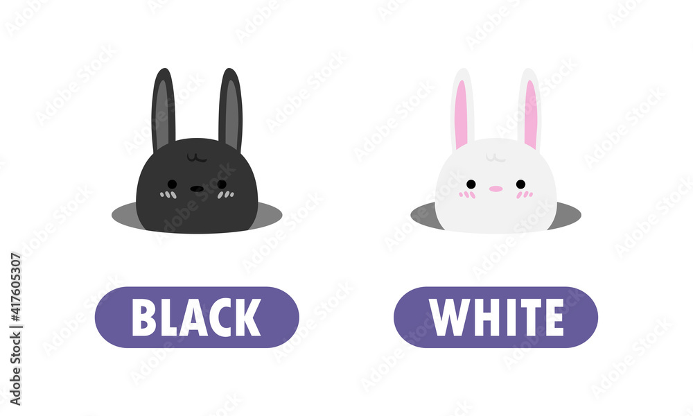 Opposite black and white, Words antonym for children with cartoon ...