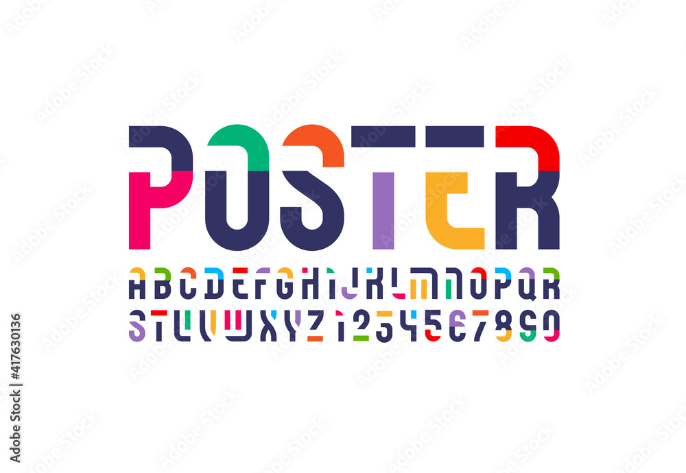 Futuristic original font, sci fi display stencil alphabet, modern ...