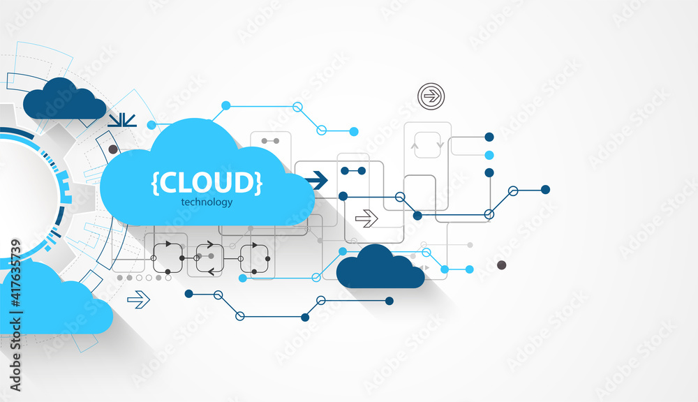 Cloud storage technology. Integrated digital web concept background ...
