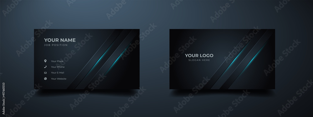 Futuristic business card design. Modern shape with abstract silver ...