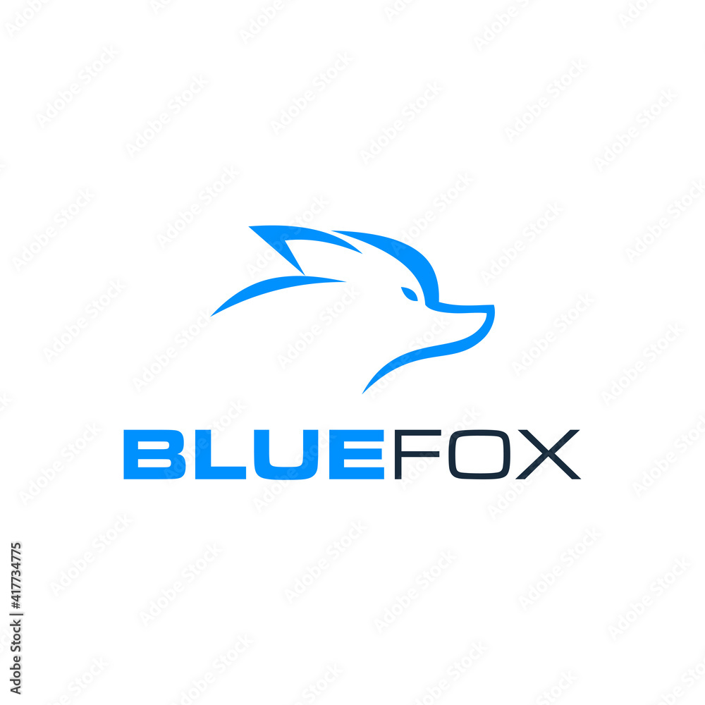 Blue fox logo template Stock Vector | Adobe Stock