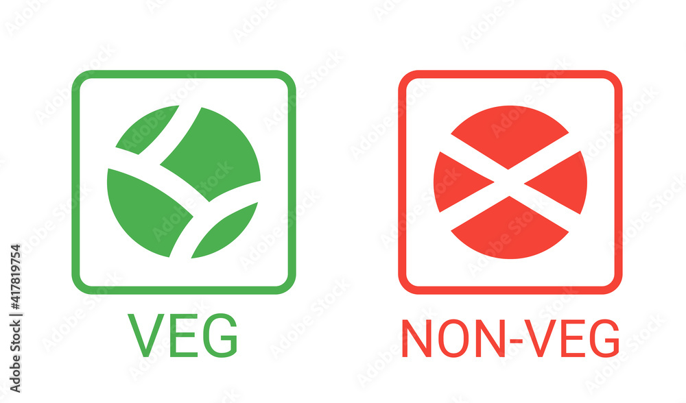 Vector de Stock Veg, non-veg - Vegetarian and non-vegetarian marks in ...