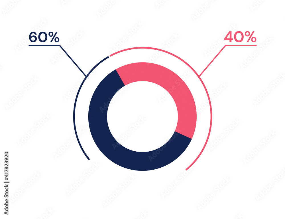 Стоковий вектор 60 40 percent pie chart. 60 40 infographics. Circle ...