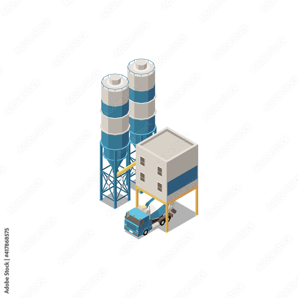 Concrete Production Towers Composition Stock Vector | Adobe Stock