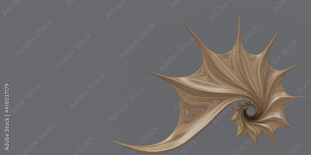 3D illustration. Golden ratio. Nautilus shell, Fibonacci symmetry ...