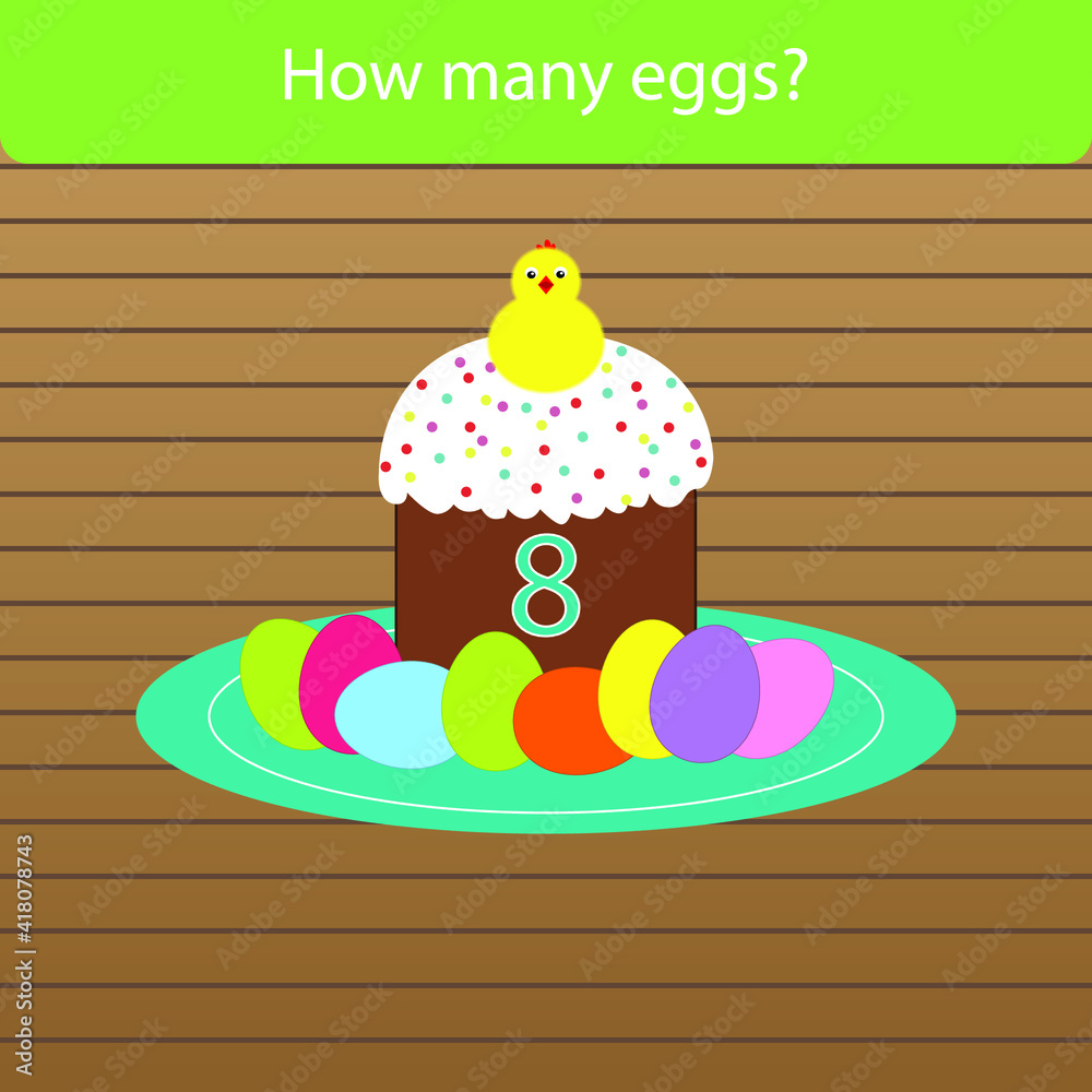 Vector de Stock Easter cake. Educational game for kids quantitative ...
