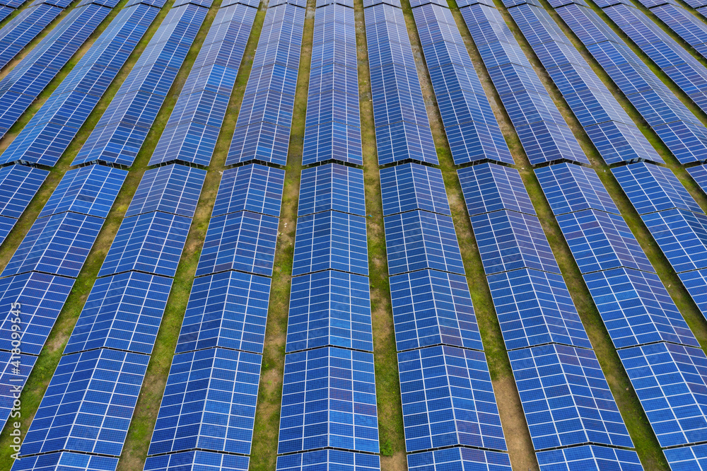 Aerial view of the largest solar panel complex in Bangladesh along ...
