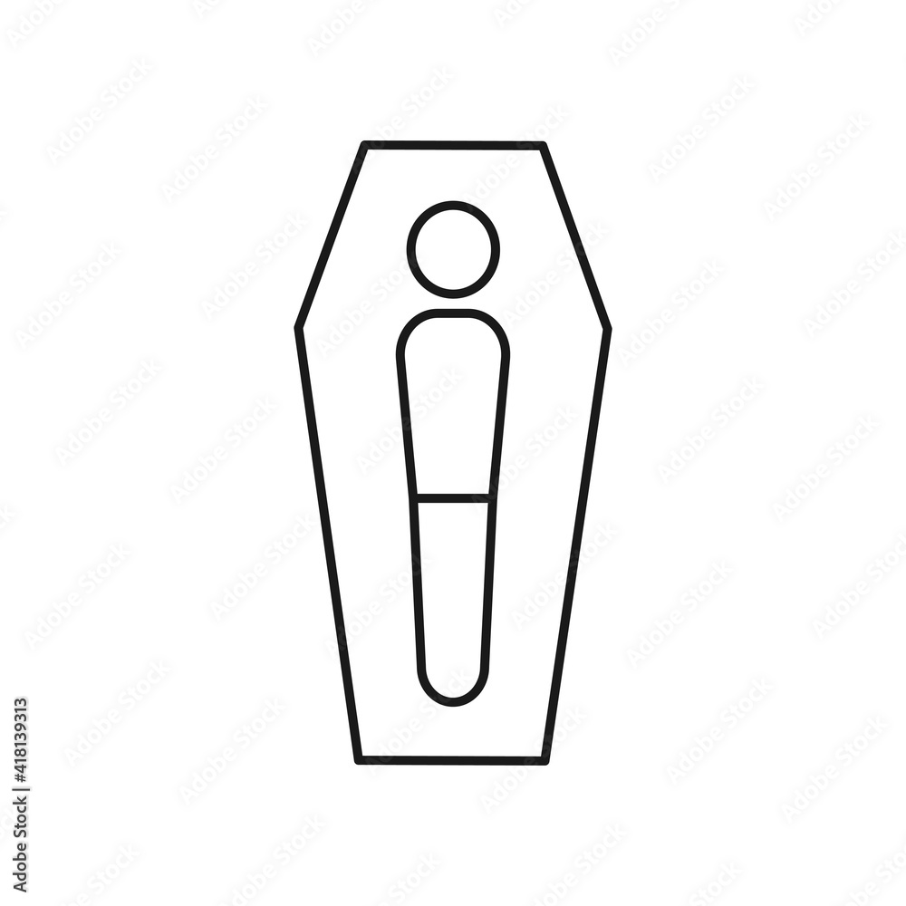 Coffin outline icon. Death line symbol. Burial concept. Vector ...