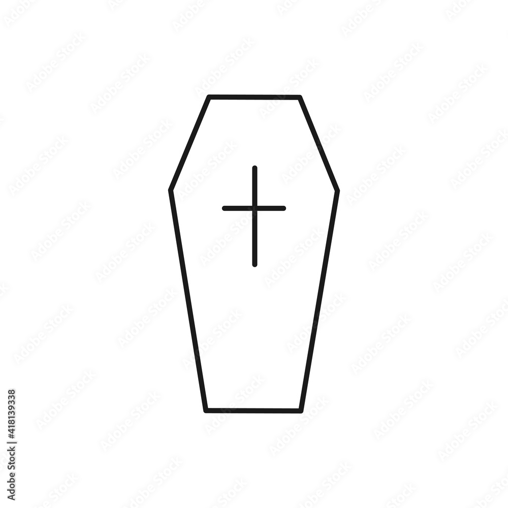 Coffin outline icon. Death line symbol. Burial concept. Vector ...
