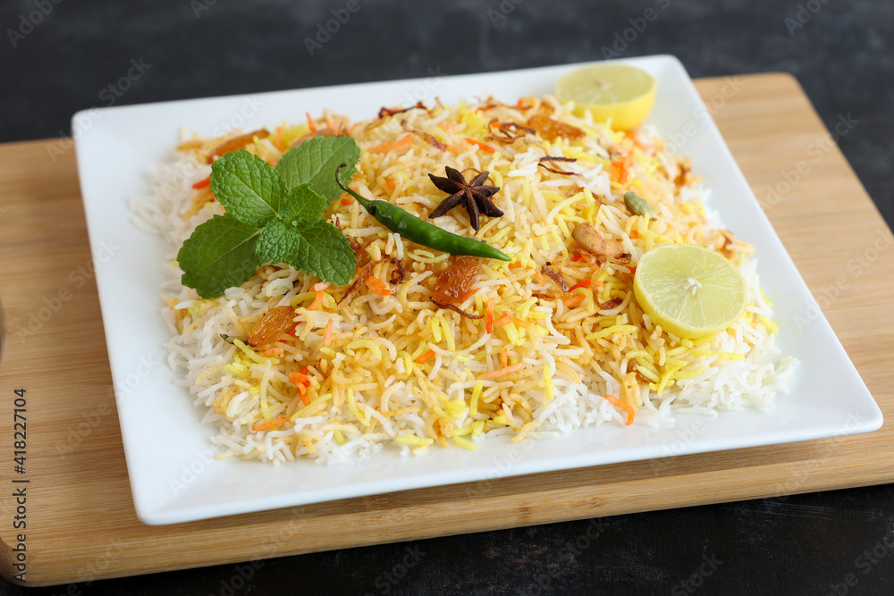 Vegetable biryani biriyani , Hyderabadi Shahi Pulao and raita Pilaf ...