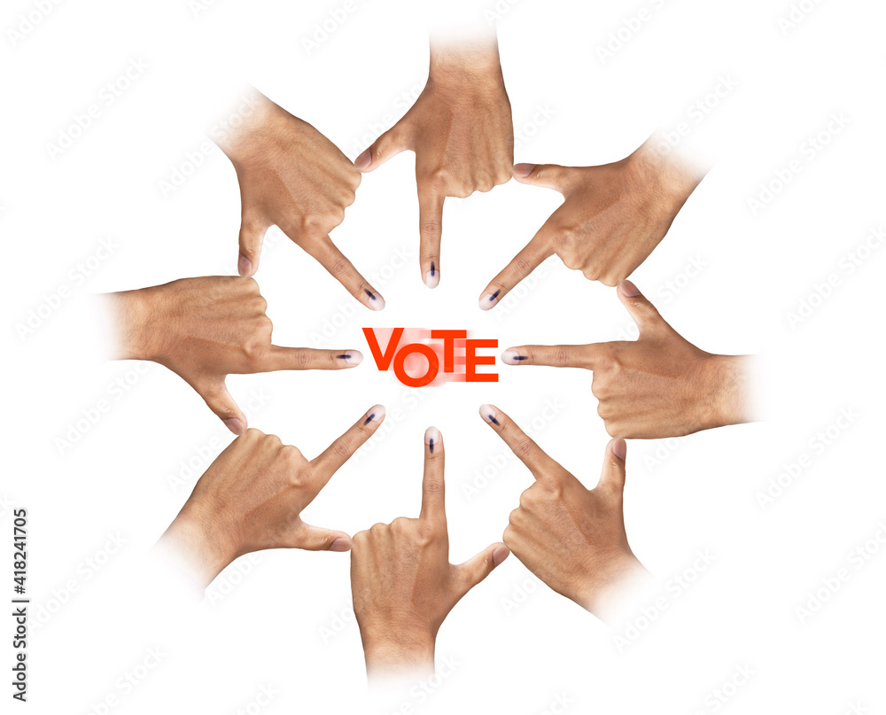 male Indian Voter Hand with voting sign or ink pointing vote for India ...