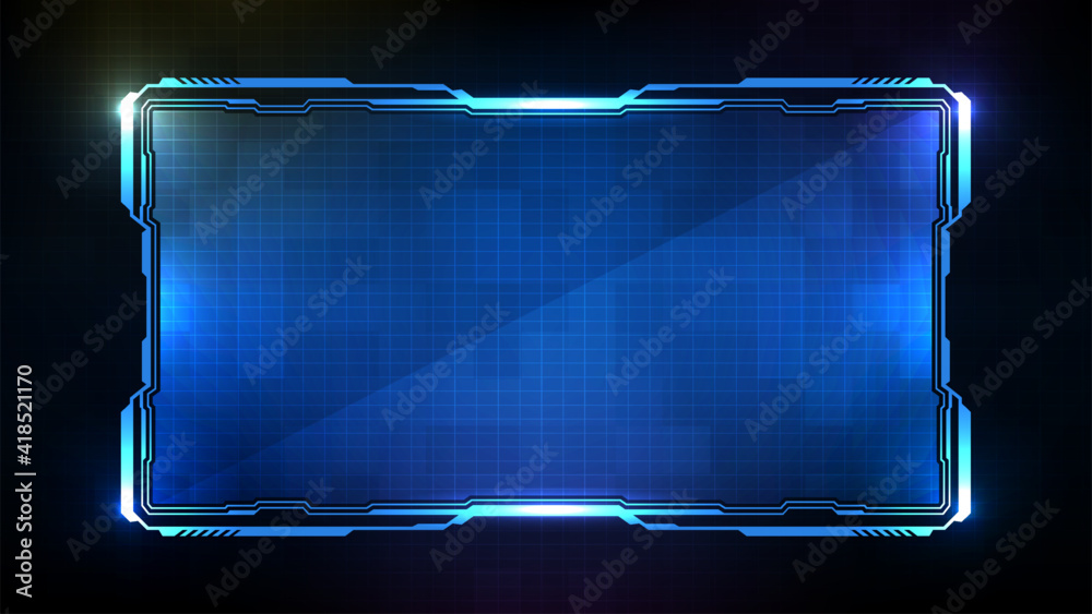 abstract futuristic background of blue glowing technology sci fi frame ...