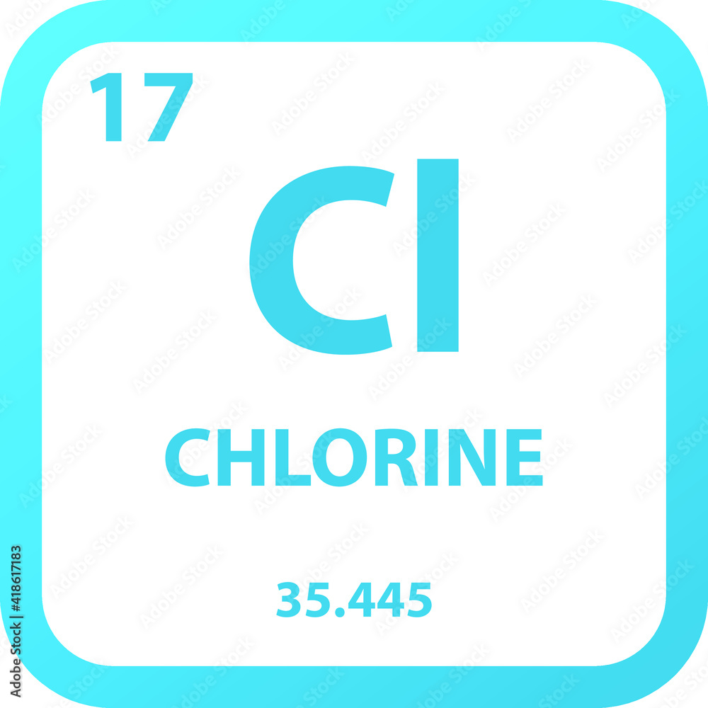 Chlorine Cl Halogen Chemical Element vector illustration diagram, with ...