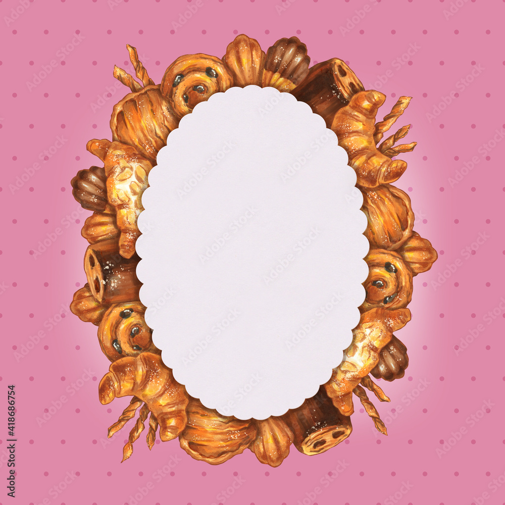 Blank figure label with decorative frame made of illustrations of ...