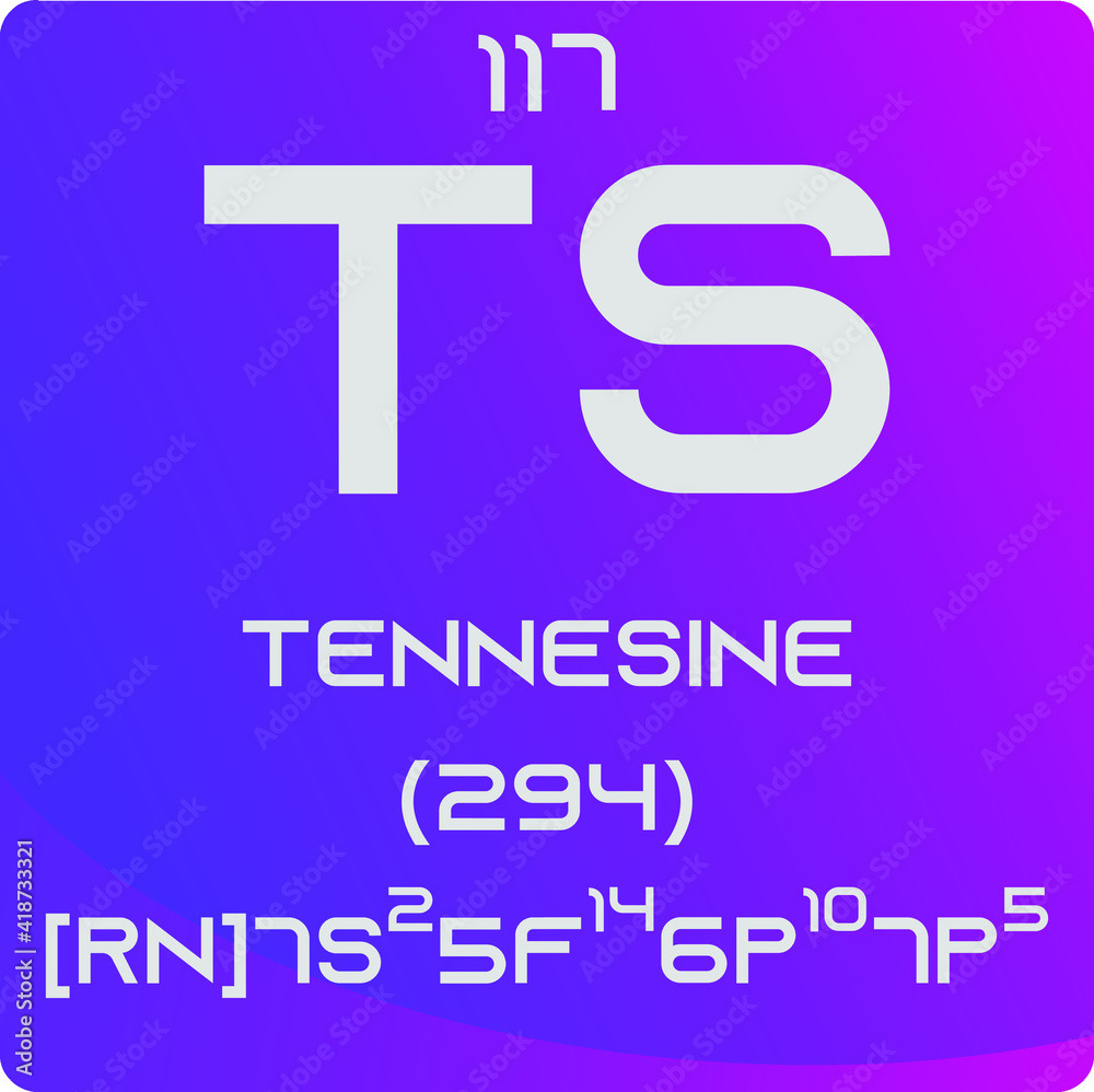 Tennessine Ts Chemical Element vector illustration diagram, with atomic ...