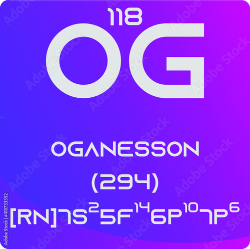 Oganesson Og Chemical Element vector illustration diagram, with atomic ...