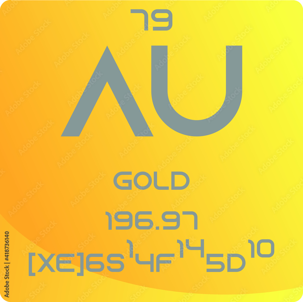 Vector de Stock Gold Au Transition metal Chemical Element vector illustration diagram, with ...