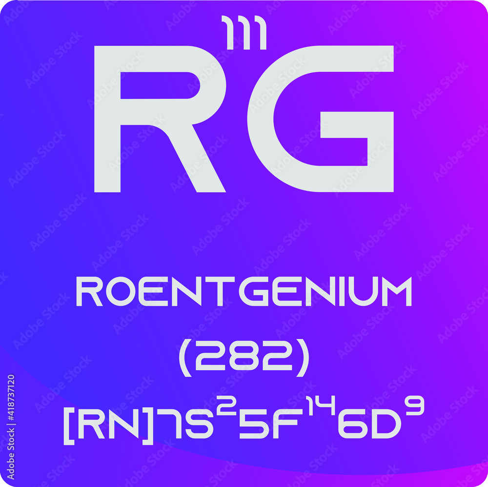 Roentgenium Rg Chemical Element vector illustration diagram, with ...