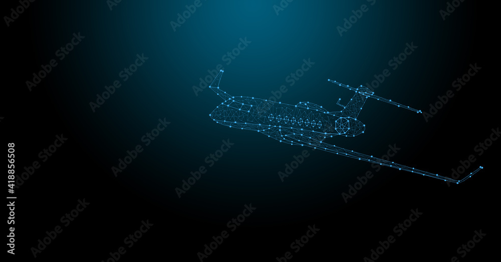 Passengers commercial airplane flying Abstract plane shark form lines ...
