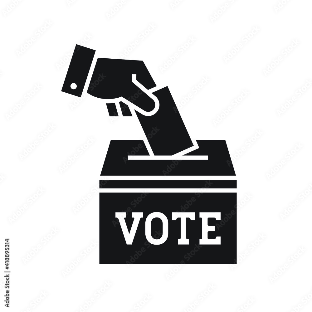Hand voting ballot box icon, Election Vote concept, Simple silhouettes ...